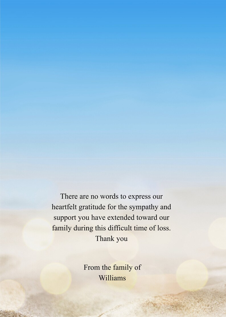 Editable Sea Ocean Funeral Program Template With Free Thank You Card ...