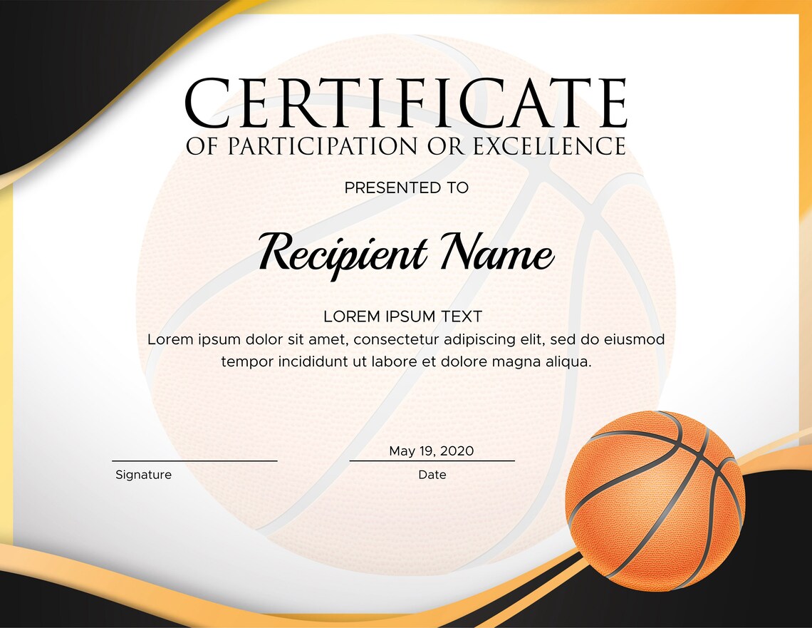 Editable Basketball Award Certificates. Customizable Basketball ...