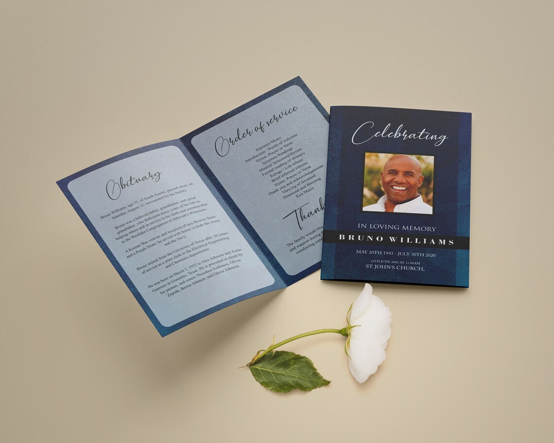 Editable Funeral Program Template With Free Thank You Card and Digital ...