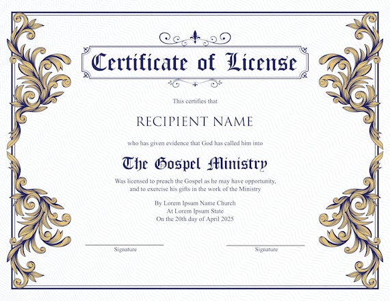 Certificate Of License Template