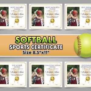 Editable Softball Award Certificates (2 Versions). Customizable ...