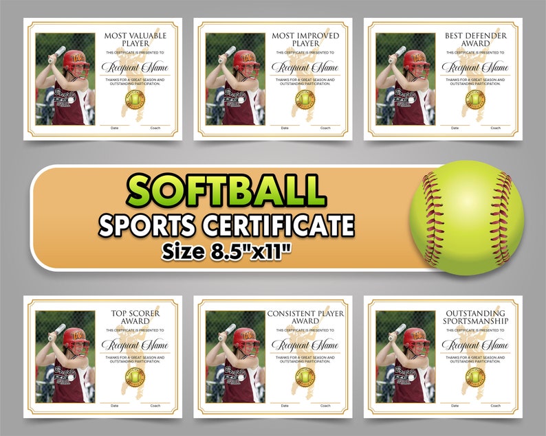 Editable Softball Award Certificates 2 Versions. - Etsy