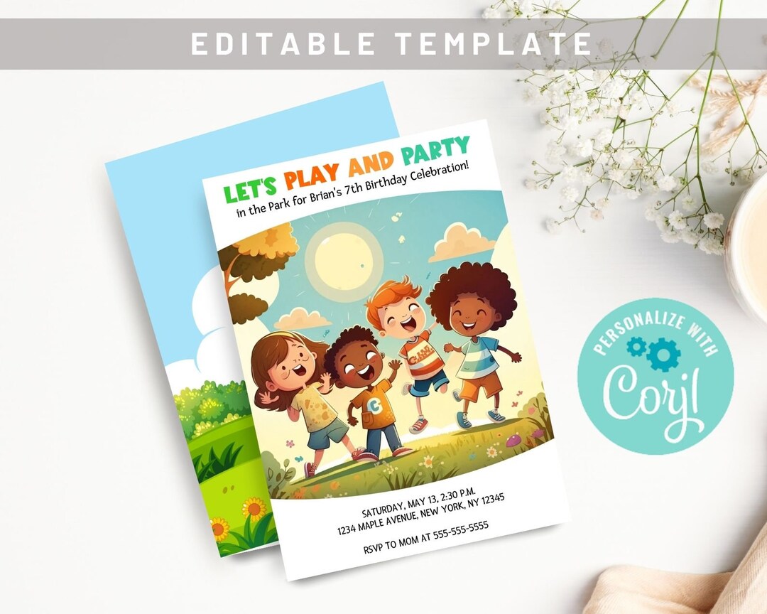 Editable Playground Birthday Party Invitation | Instant Download ...