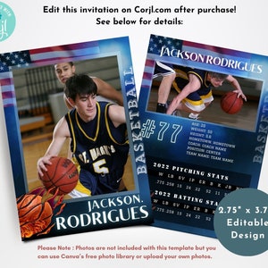 Hoops Hero: Basketball Trading Card Template | Editable With Corjl - Etsy