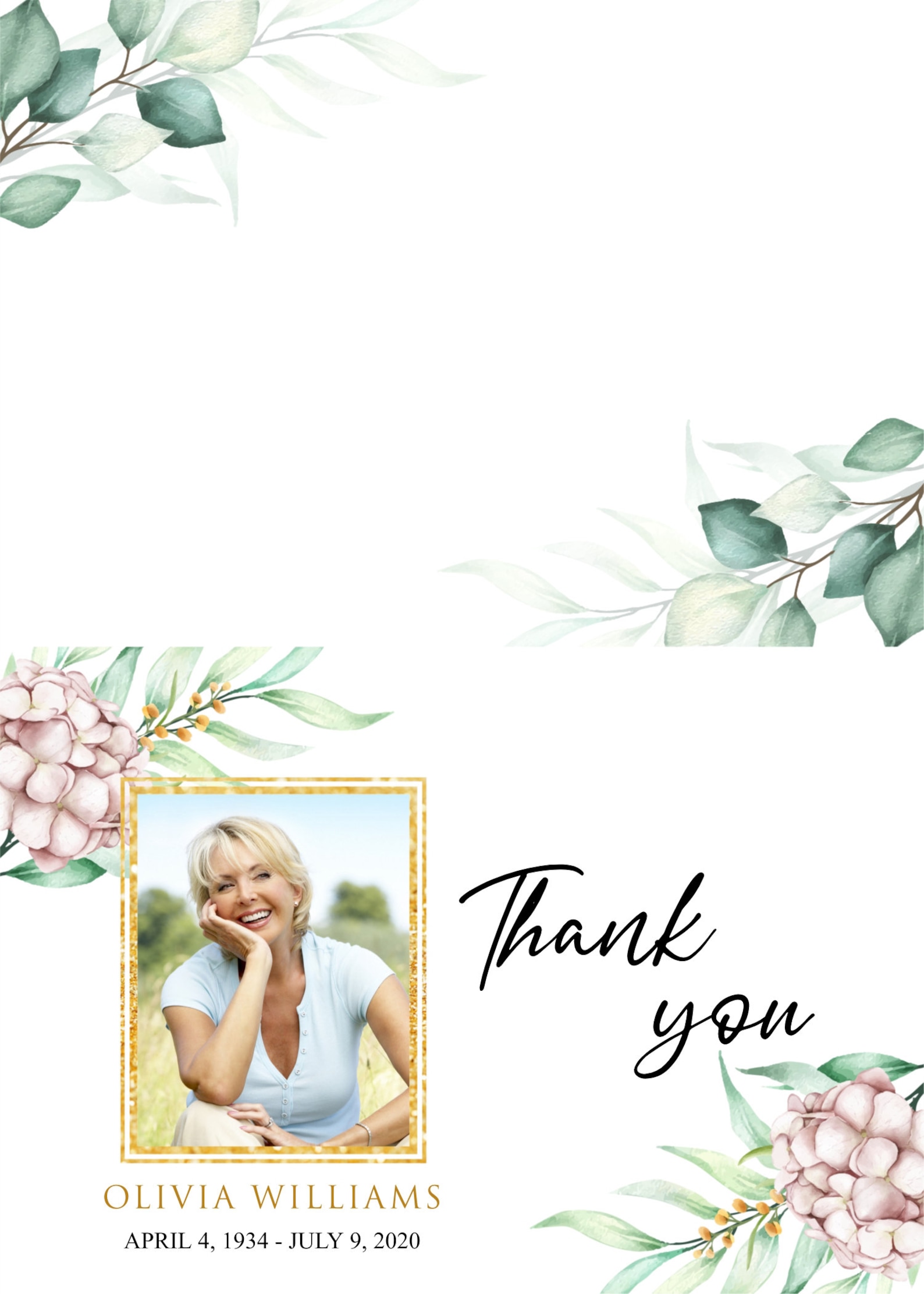 Editable Floral Geometric Funeral Program Template With Free Thank You ...