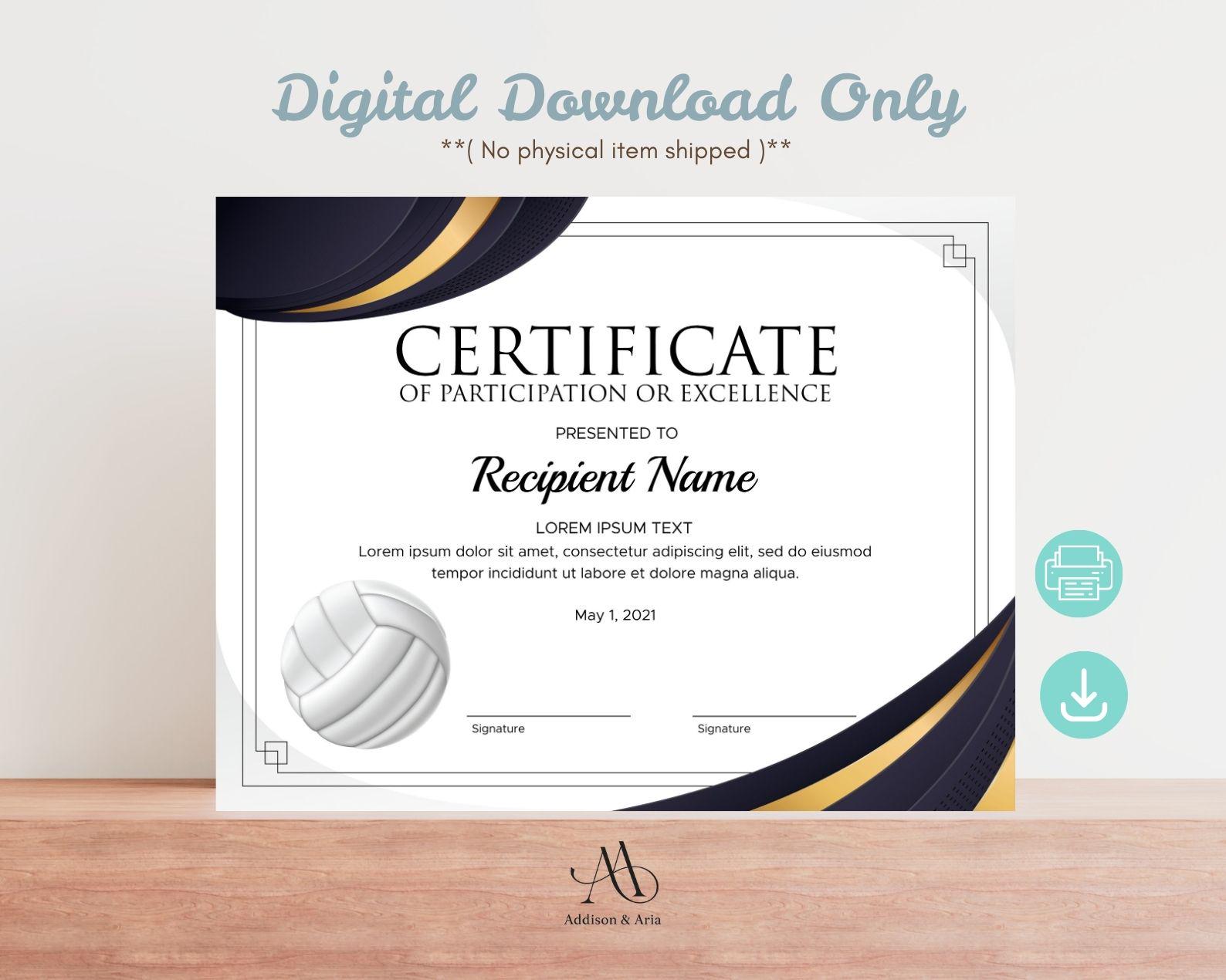 Editable Volleyball Award Certificates. Customizable Volleyball ...