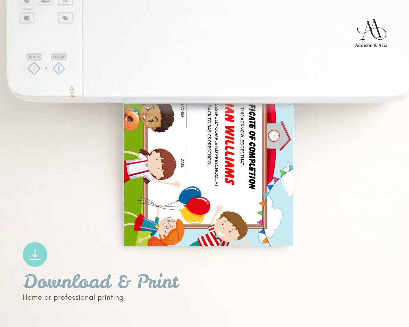 Editable Printable Kindergarten Diploma. Customizable Graduation ...