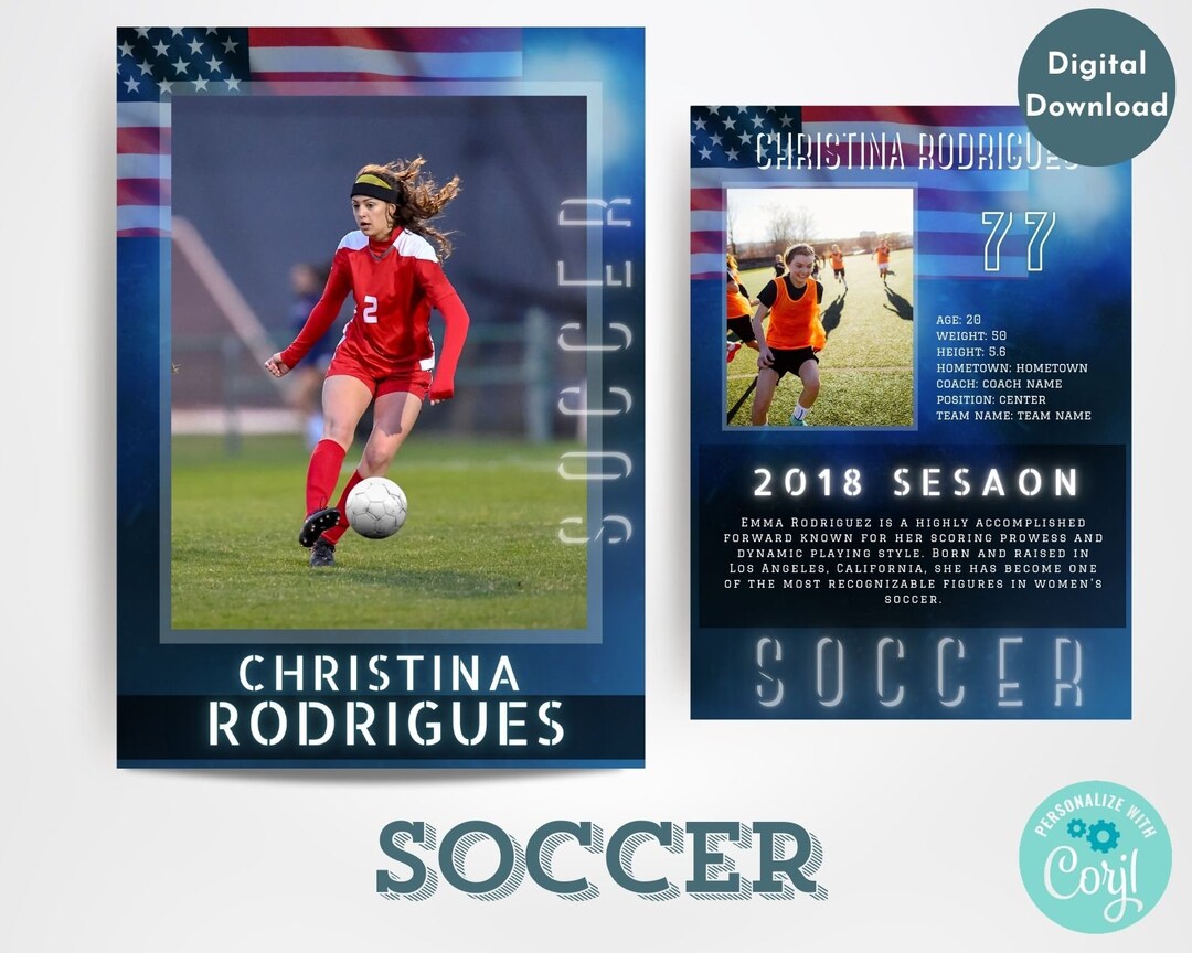 Goal Getter: Soccer Trading Card Template | Editable With Corjl - Etsy