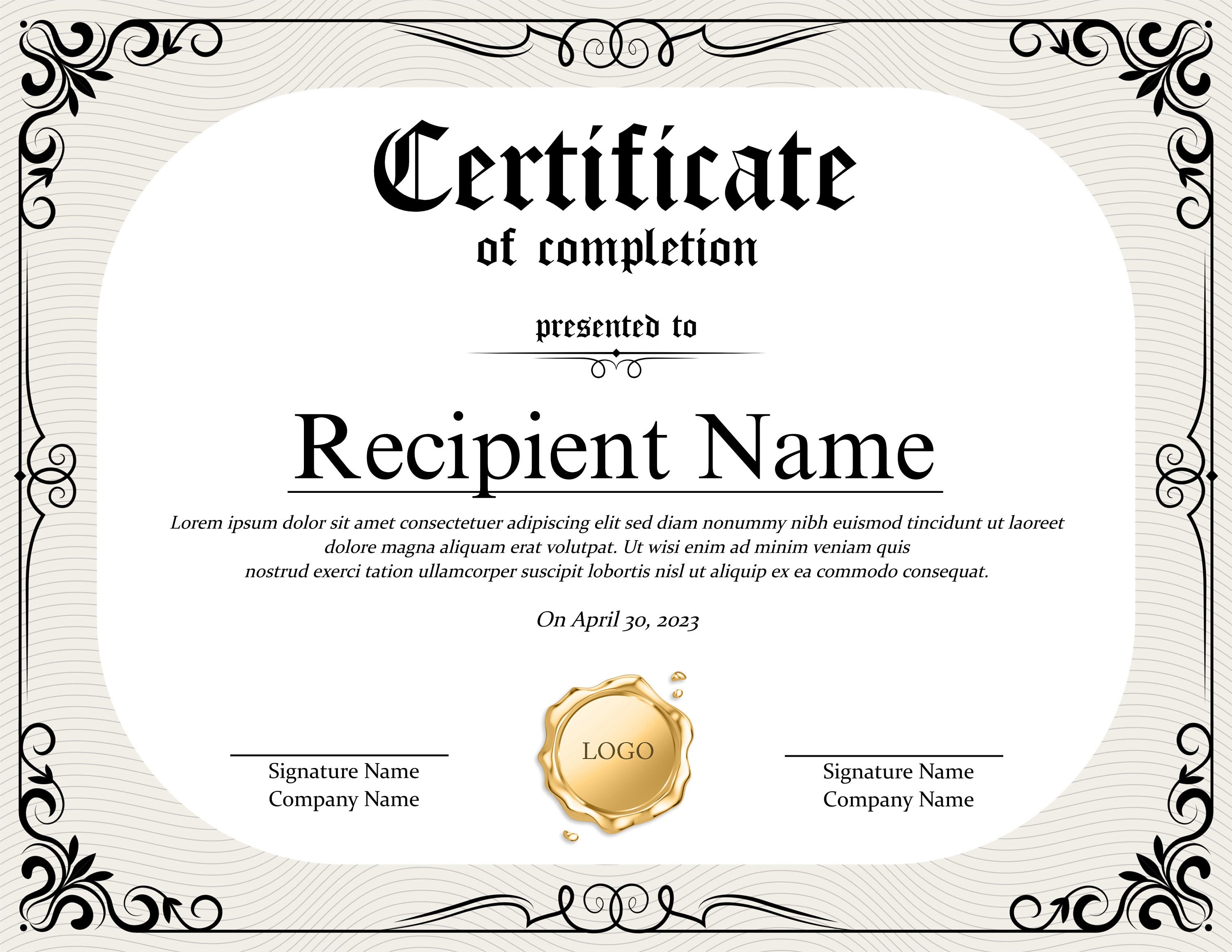 Editable Certificate of Completion Template. Editable Printable ...