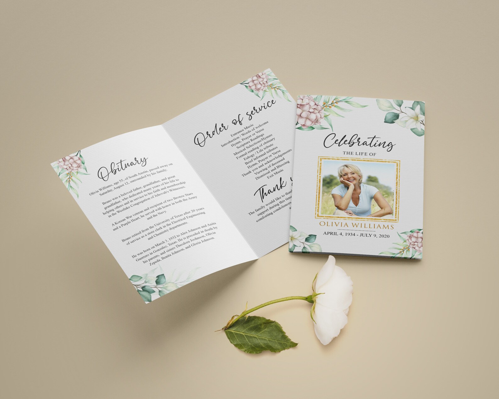 Editable Complete Funeral Program Package With 3-board Photo Collage ...