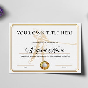Editable Golf Award Certificates (2 Versions). Customizable Golf ...