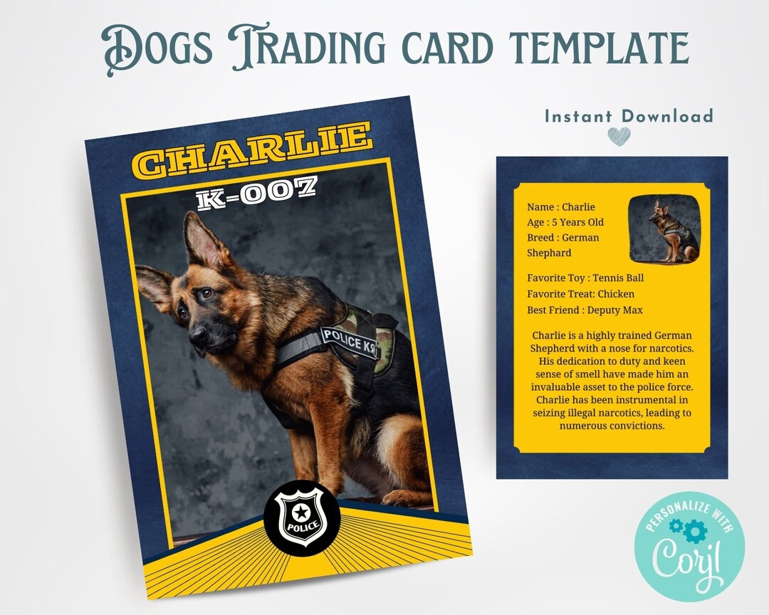 Personalized Dog Trading Card Template | Editable With Corjl - Etsy