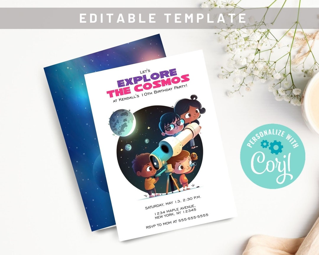 Editable Outer Space Birthday Invitation | Instant Download & Online ...