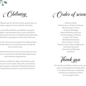 Editable Funeral Program Template With Free Thank You Card and Digital ...