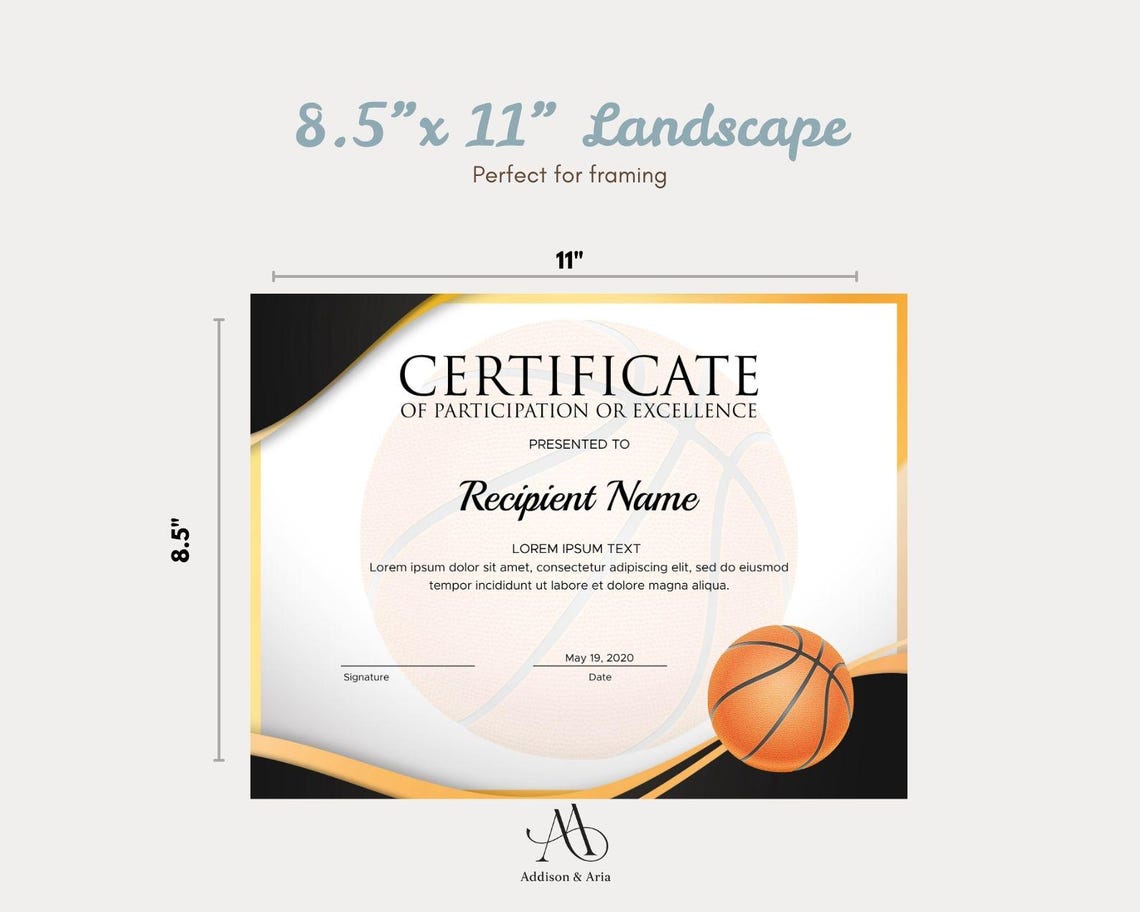 Editable Basketball Award Certificates. Customizable Basketball ...
