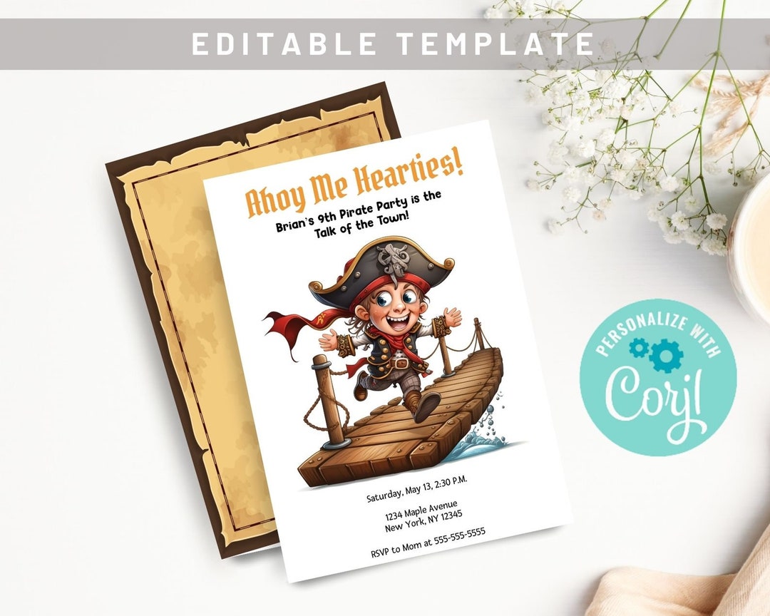 Editable Pirate-themed Birthday Invitation | Instant Download & Online ...