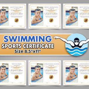 Editable Swimming Award Certificates (2 Versions). Customizable ...