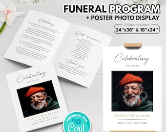 Editable Funeral Program Template & Welcome Sign Celebration - Etsy