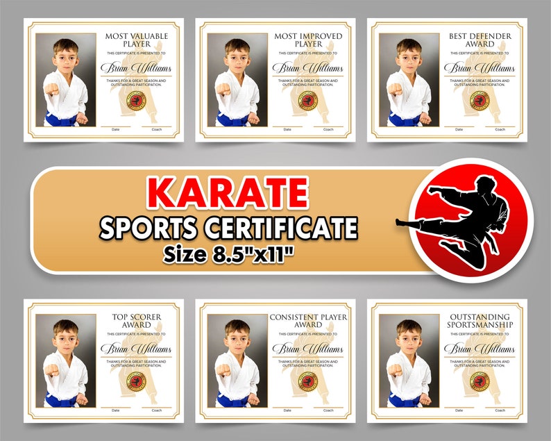 Editable Karate Award Certificates 2 Versions. Customizable - Etsy