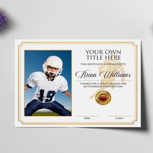 Editable End of Season Football Award Certificates With Photo ...