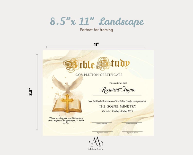 Editable Certificate of Bible Study Completion Template. Printable ...