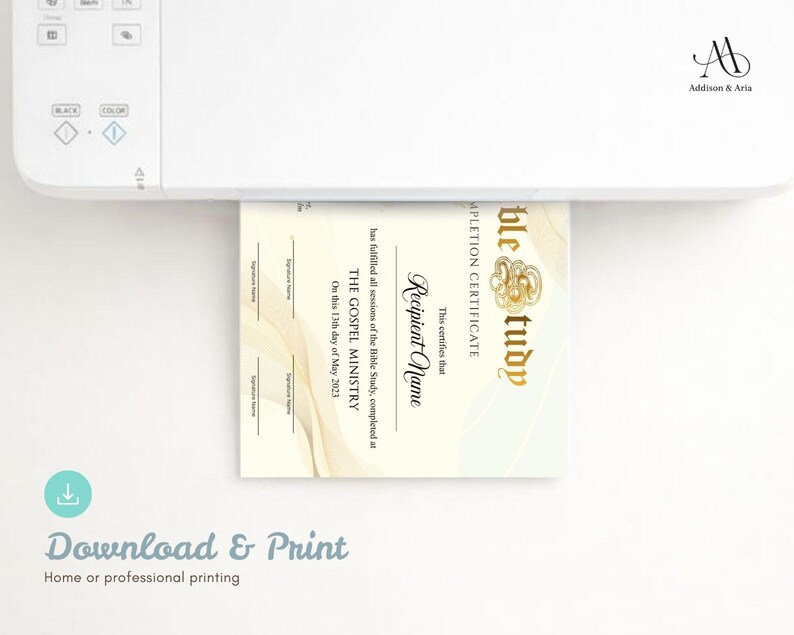 Editable Certificate of Bible Study Completion Template. Printable ...