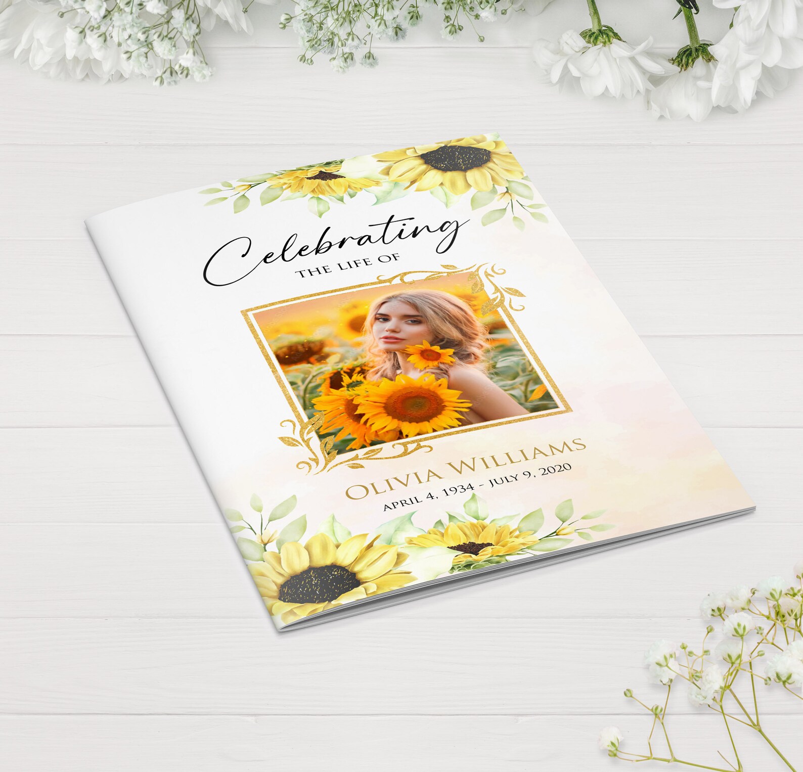 Editable Sunflower Funeral Program Template & Welcome Sign - Etsy