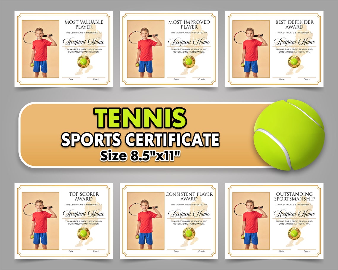 Editable Tennis Award Certificates 2 Versions. Customizable | Etsy