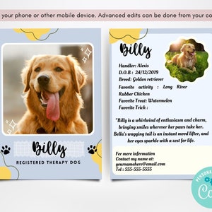 Personalized Dog Trading Card Template | Editable With Corjl - Etsy