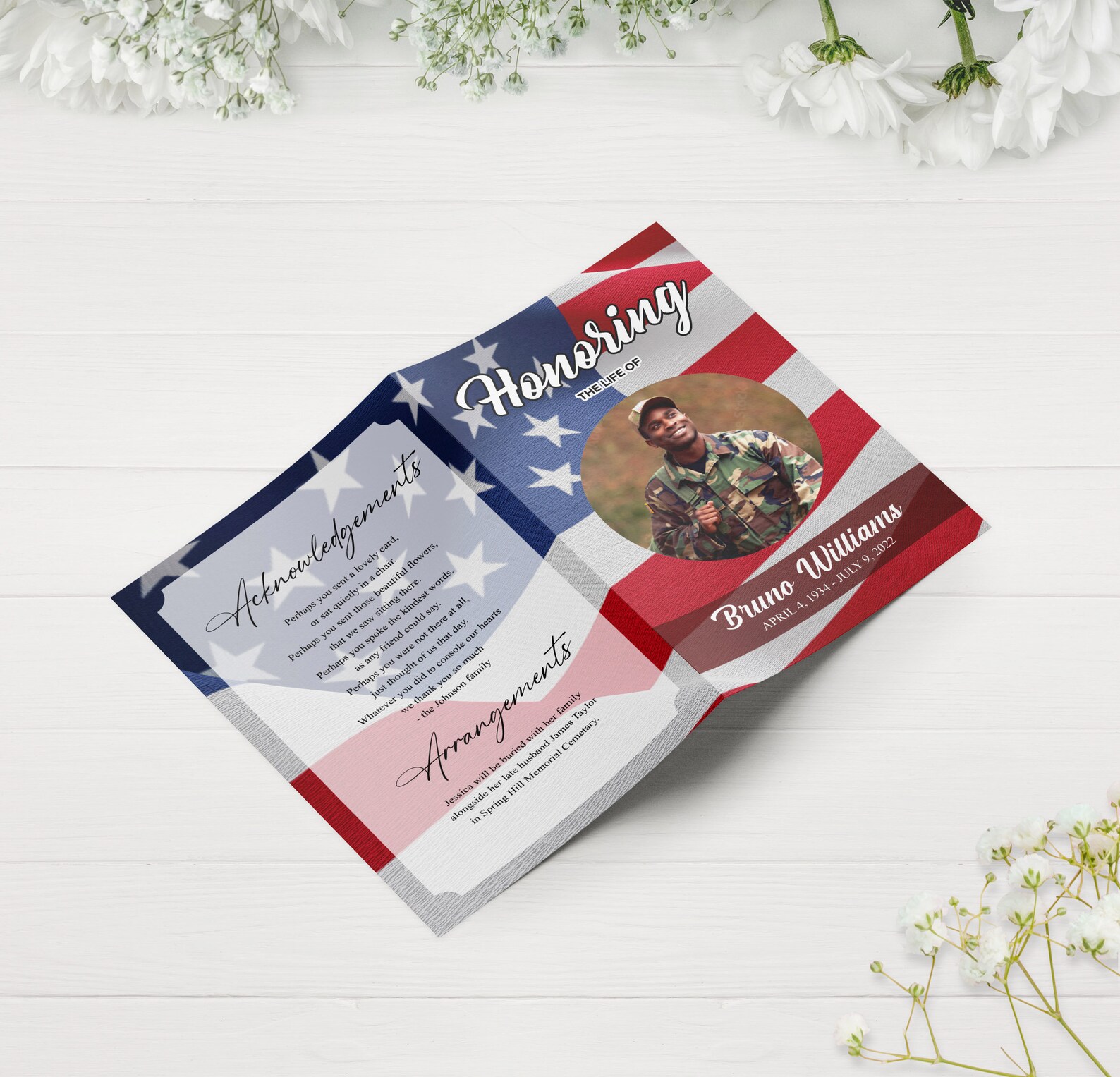 Editable Veteran Funeral Program Template & Welcome Sign - Etsy