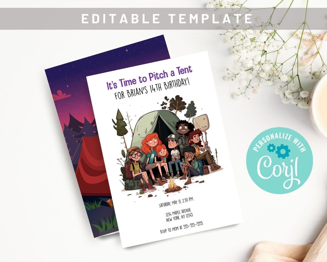 Editable Kid's Camping Birthday Invitation | Instant Download & Online ...