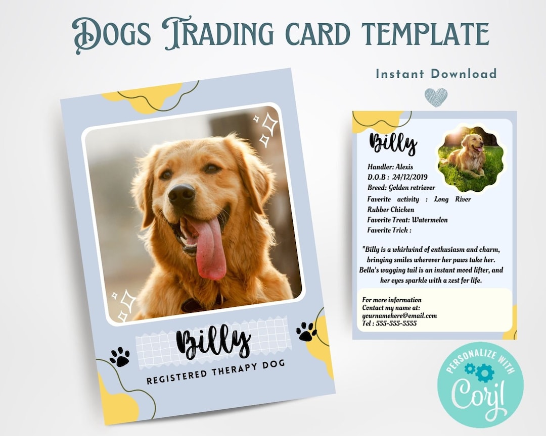 Personalized Dog Trading Card Template | Editable With Corjl - Etsy