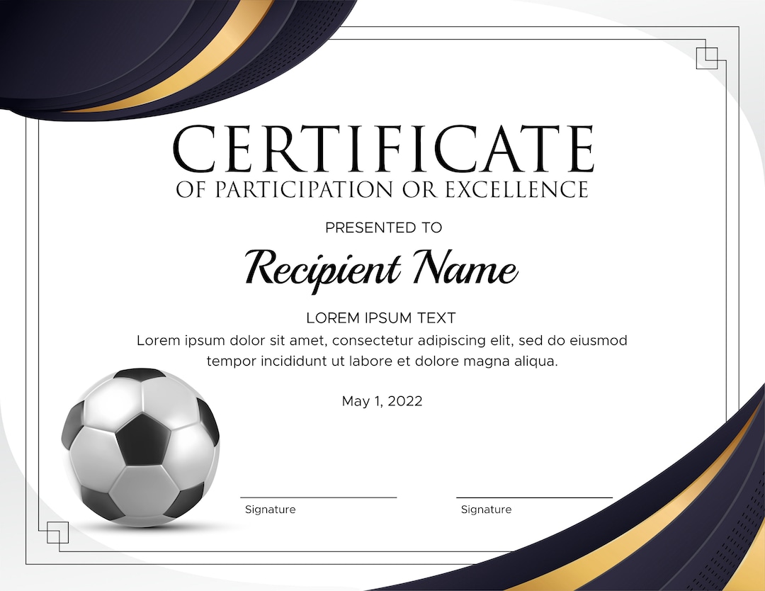 Editable Soccer Award Certificates. Customizable Soccer Certificate ...