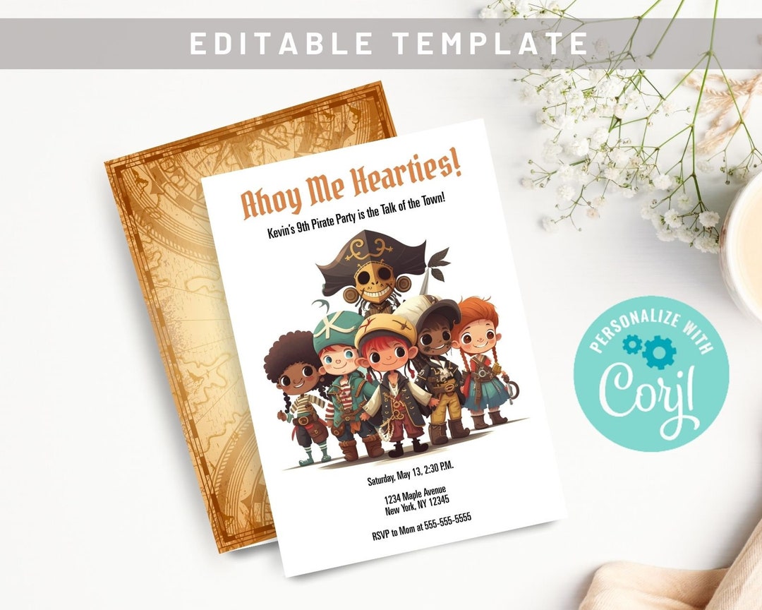 Editable Pirate-themed Birthday Invitation | Instant Download & Online ...