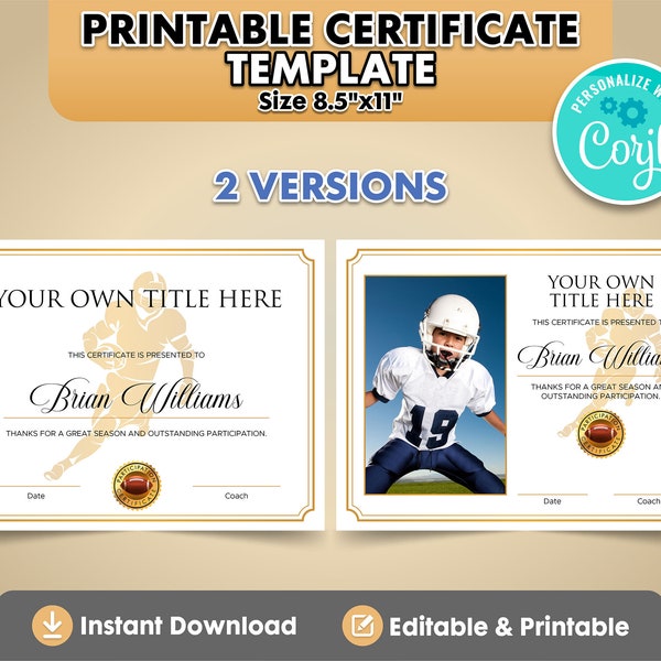 Football Certificate - Etsy UK