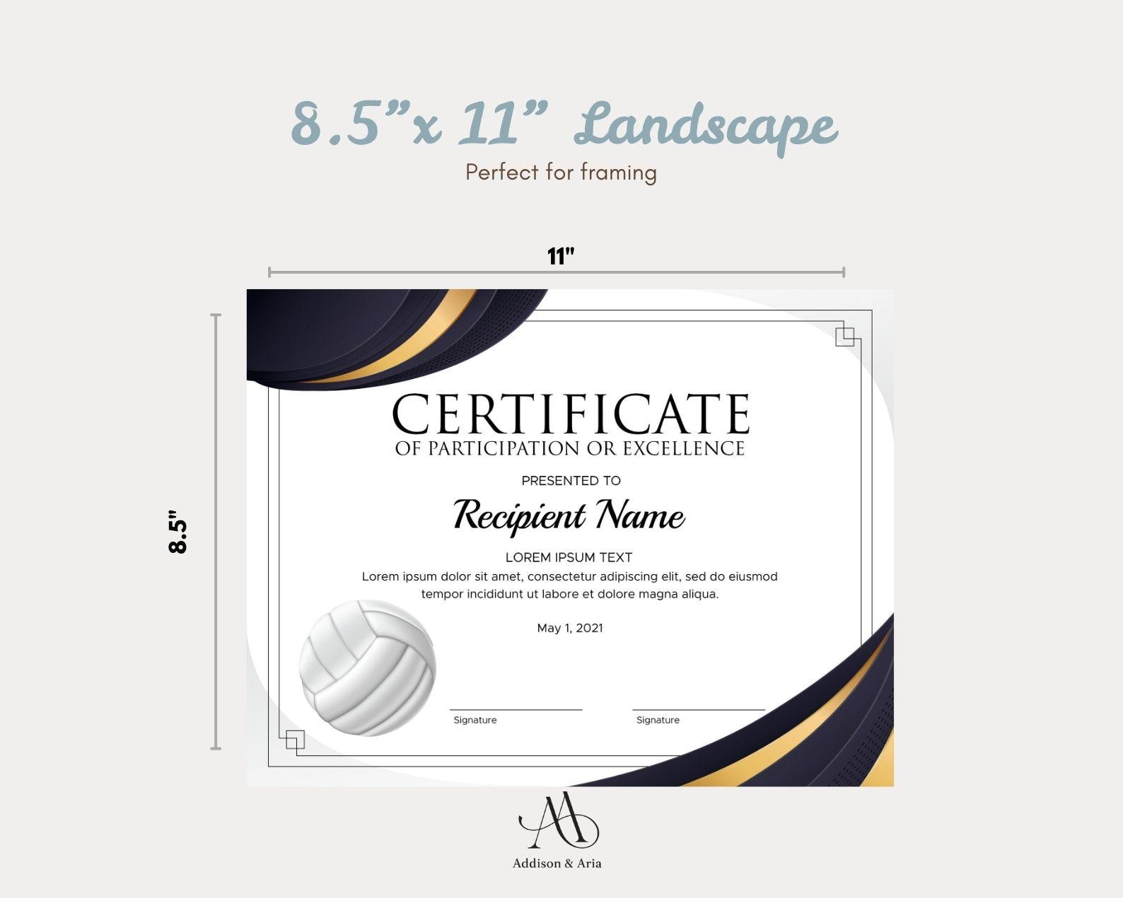 Editable Volleyball Award Certificates. Customizable Volleyball ...