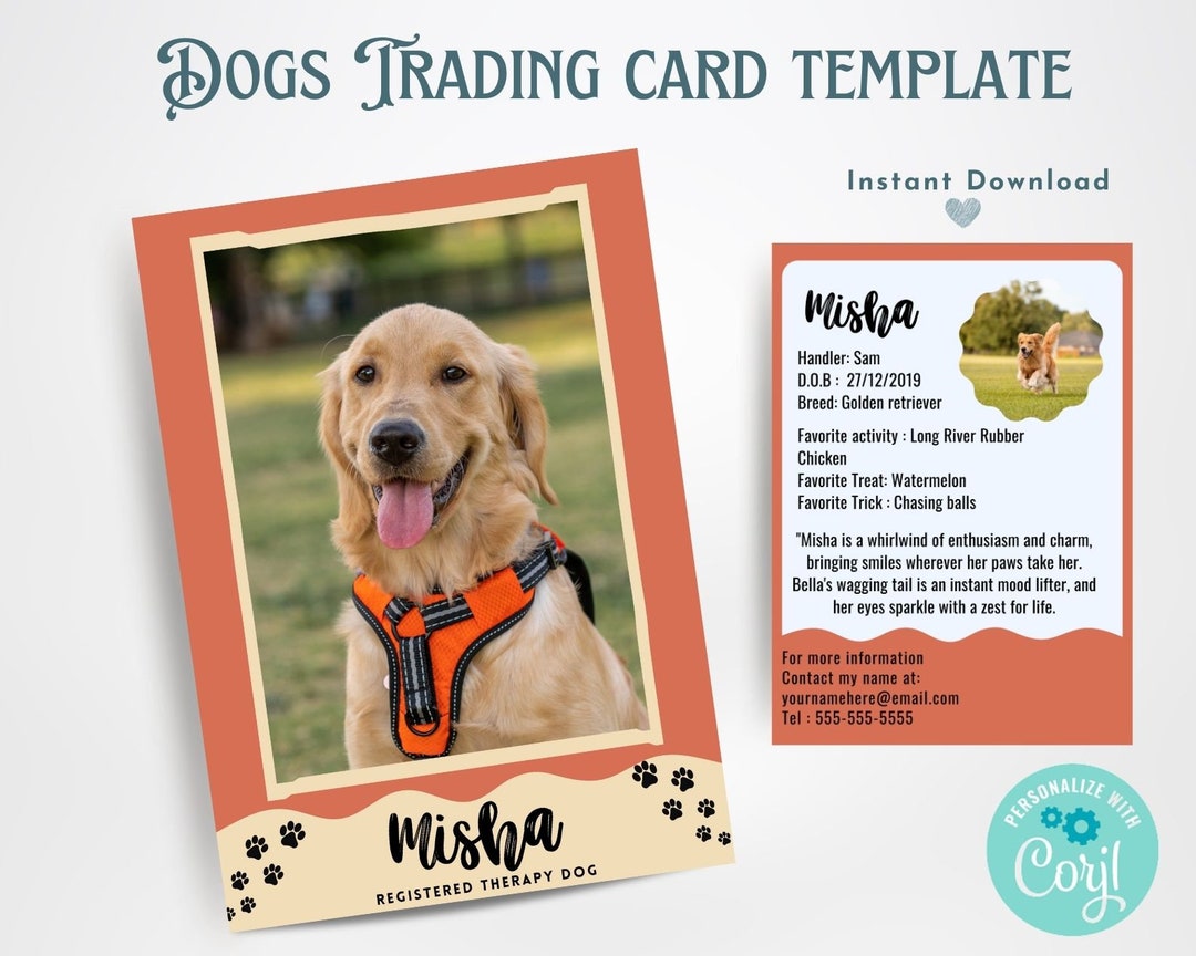 Personalized Dog Trading Card Template | Editable With Corjl - Etsy