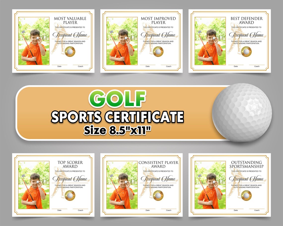 Editable Golf Award Certificates 2 Versions. Customizable | Etsy