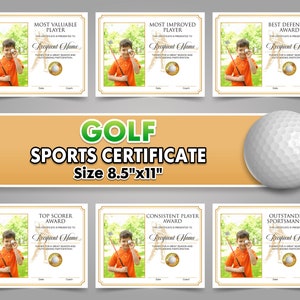 Editable Golf Award Certificates (2 Versions). Customizable Golf ...