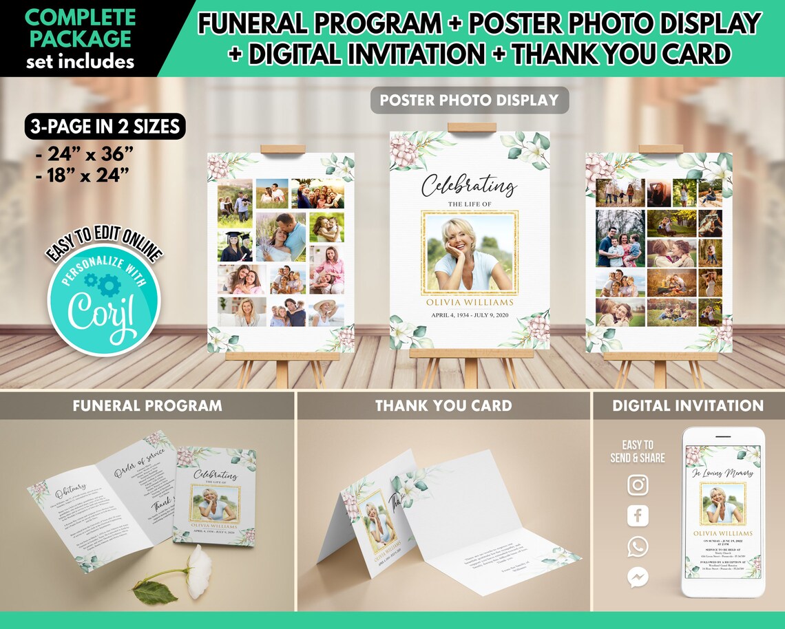 Editable Complete Funeral Program Package With 3-board Photo - Etsy