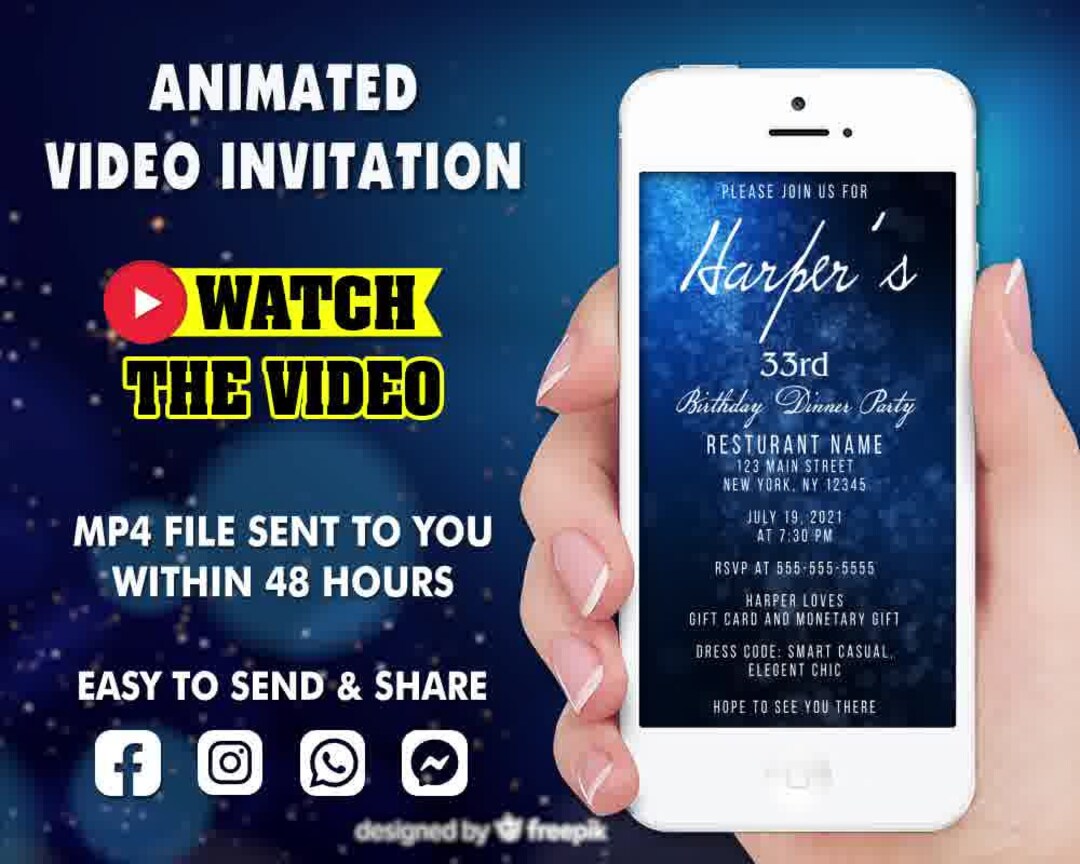 Birthday Video Invitation. Electronic Birthday Invite. Digital ...
