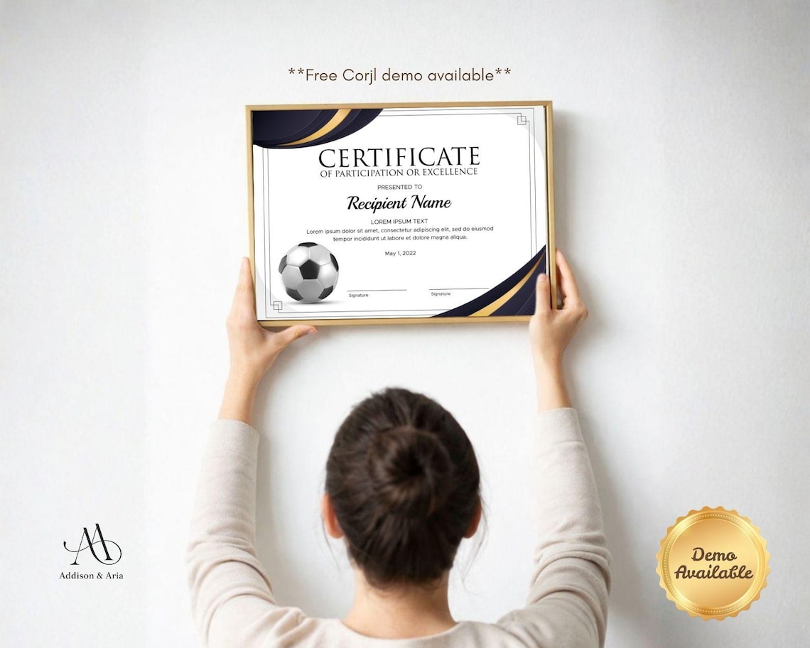 Editable Soccer Award Certificates. Customizable Soccer Certificate ...