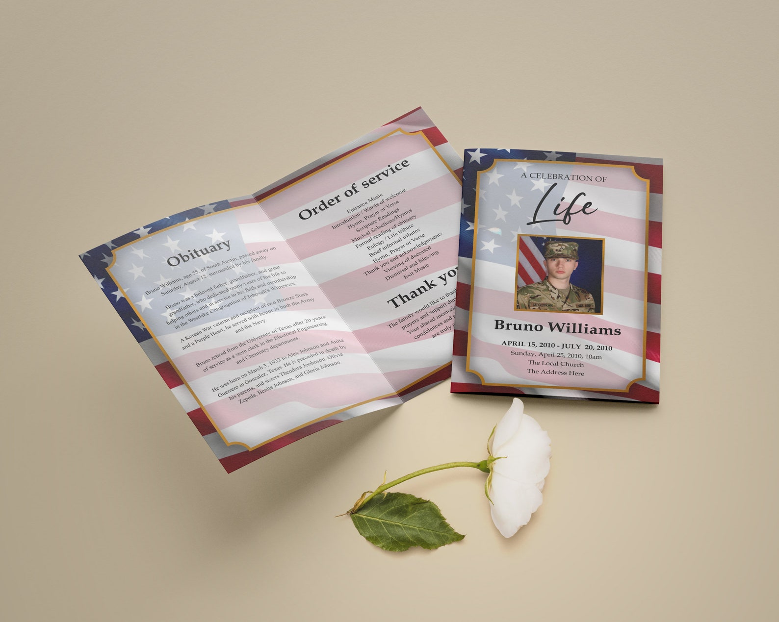 Complete American Flag Military Funeral Program Package With - Etsy
