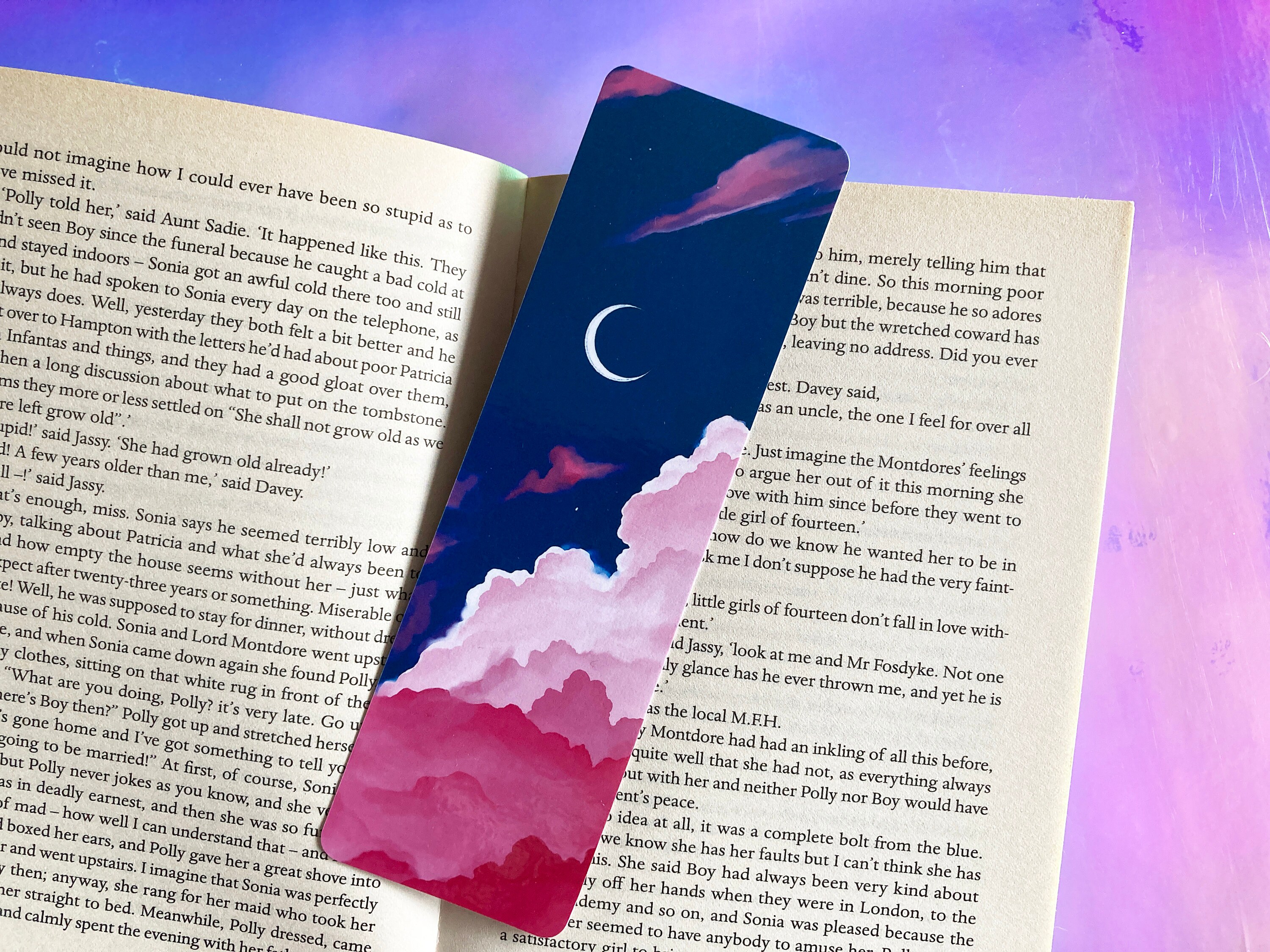 Celestial Pink Clouds Illustrated Bookmark - Laminated Rip Proof - Hand ...