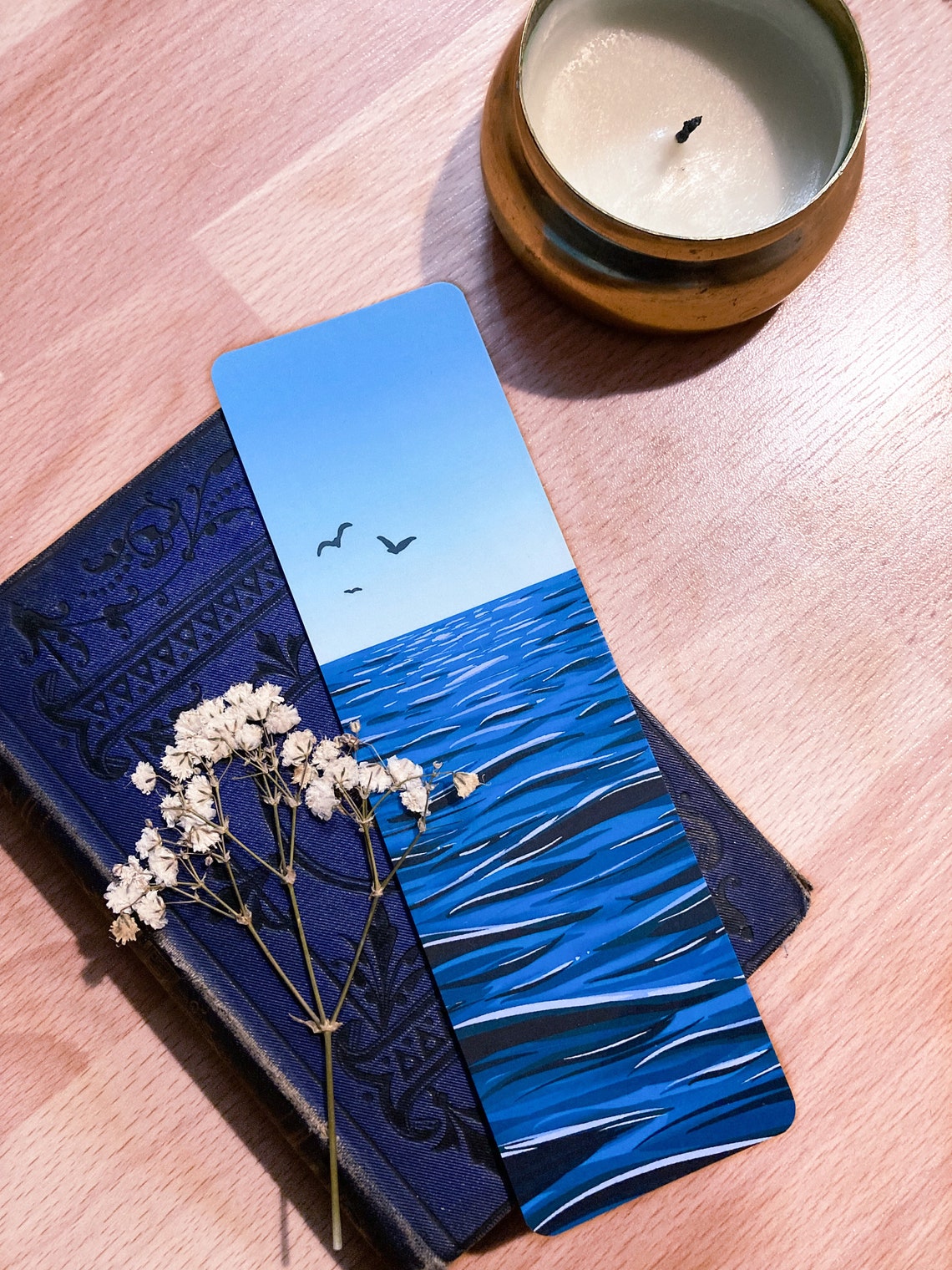 Serene Sea Bookmark Laminated Illustrated Bookmark the - Etsy