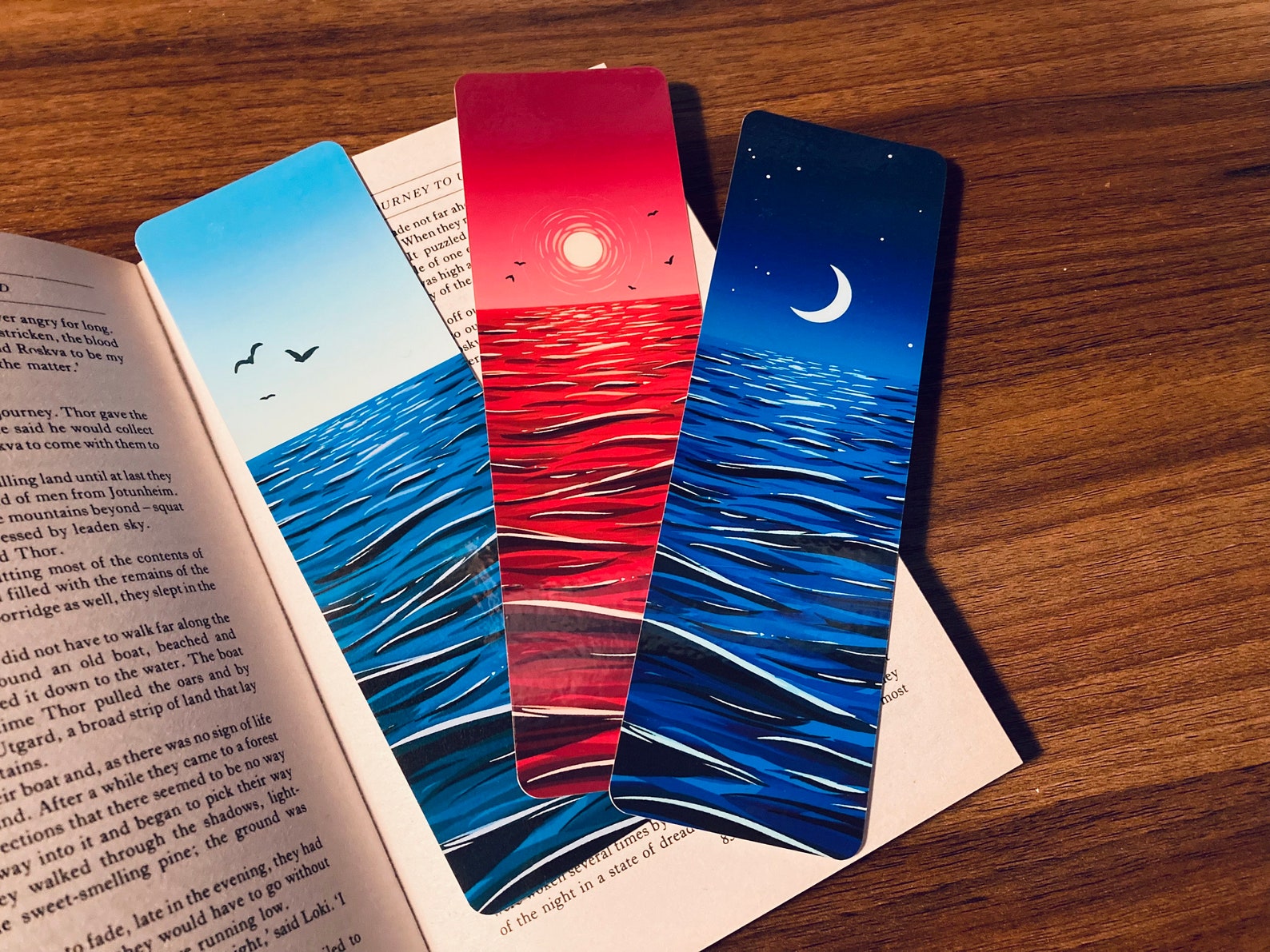 Serene Sea Bookmark Laminated Illustrated Bookmark the - Etsy