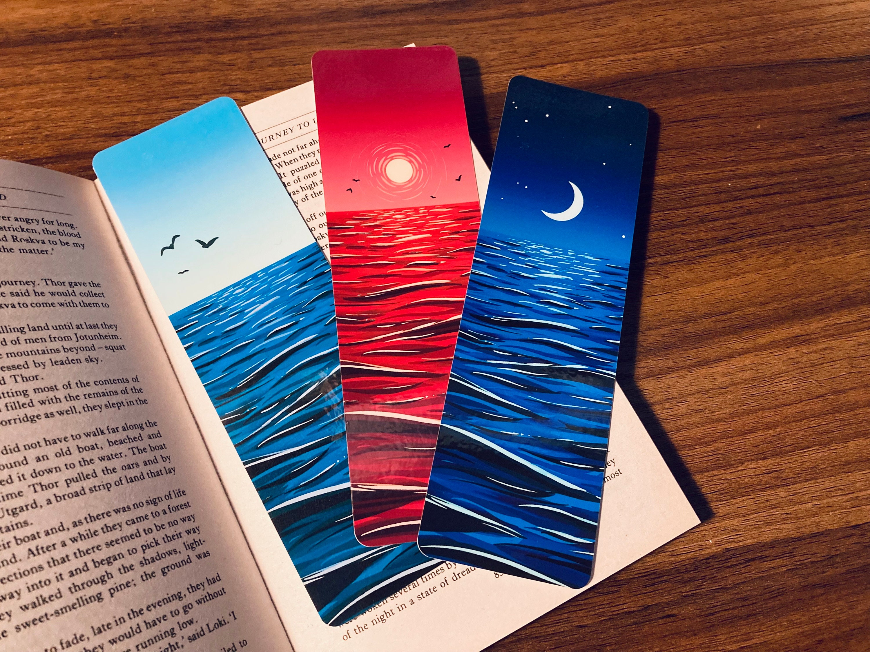 Serene Sea Bookmark Laminated Illustrated Bookmark the - Etsy