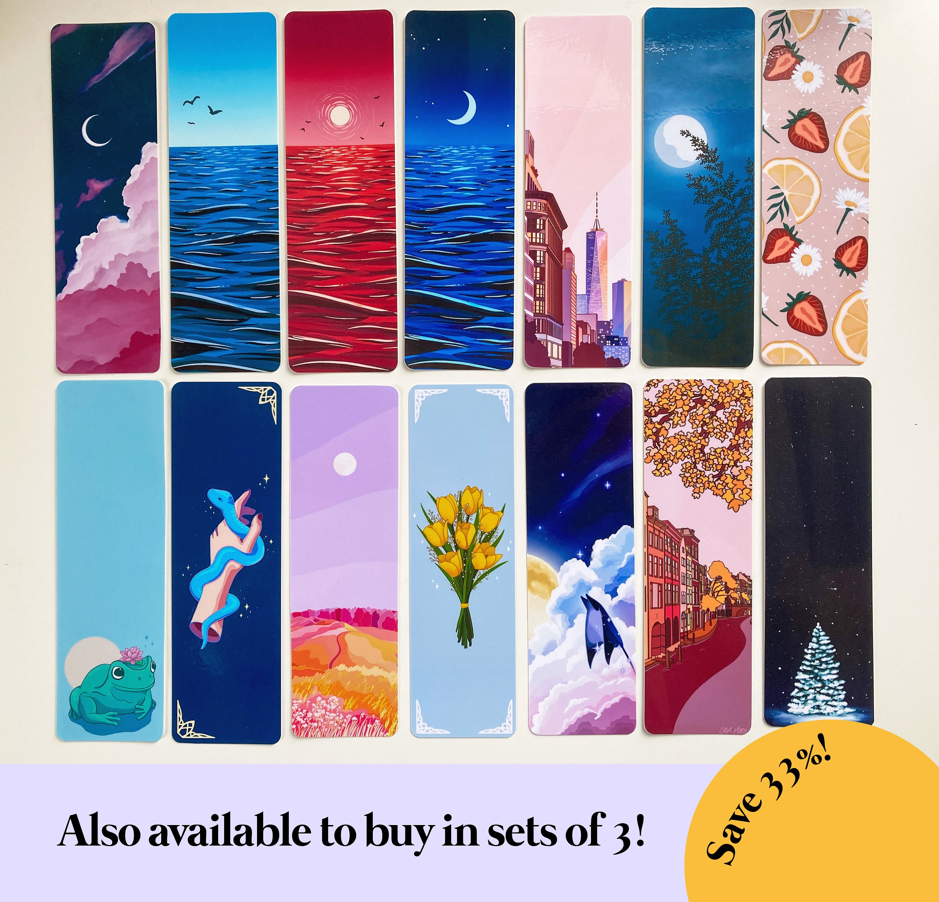 Serene Sea Bookmark - Laminated Illustrated Bookmark - the Sun, the ...