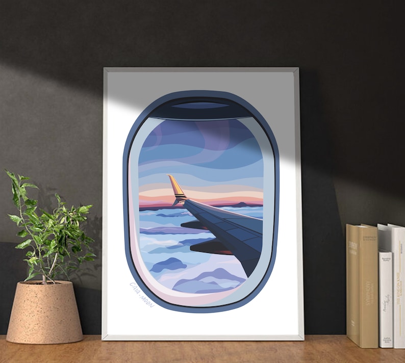 Airplane Window Art, Airplane Art Print, Wanderlust Poster, Boho ...
