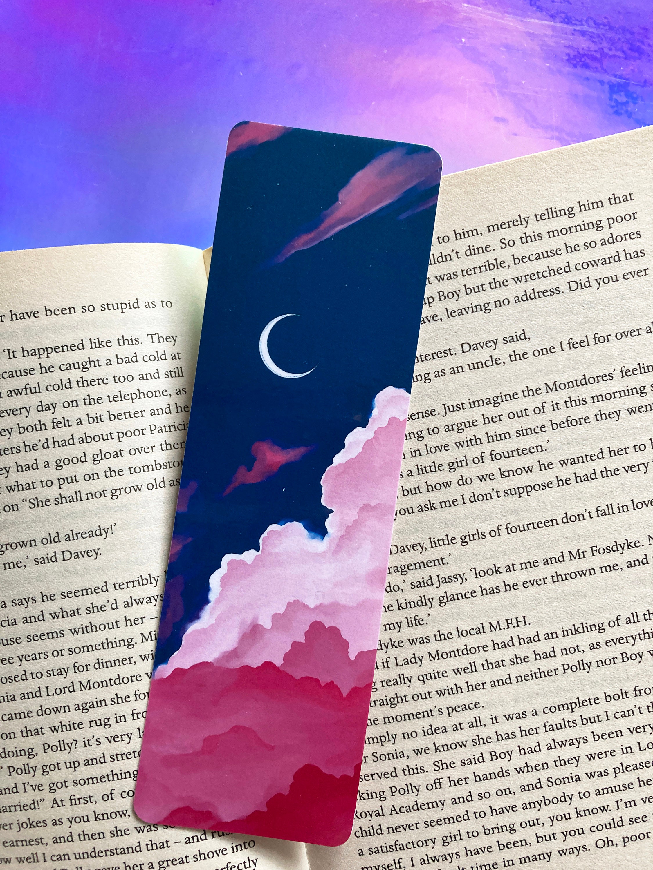 Celestial Pink Clouds Illustrated Bookmark Hand Signed - Etsy